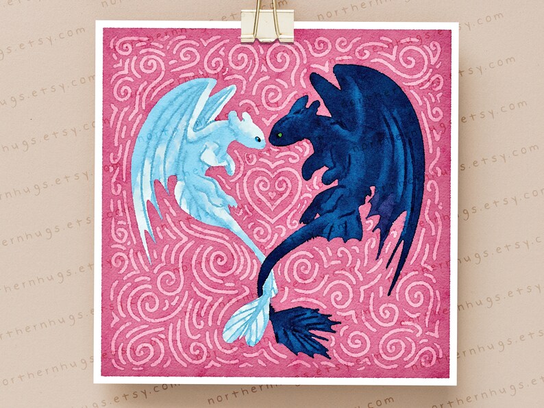 How to Train Your Dragon Mini Print Postcard Greeting Card Valentines ...