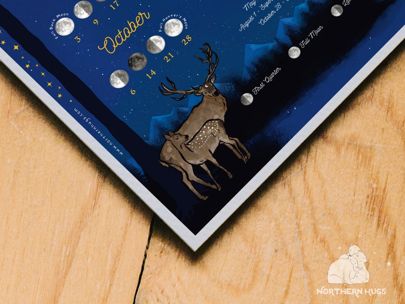 Printable Lunar Calendar 2023 Illustrated Moon Calendar 2023 Moon ...
