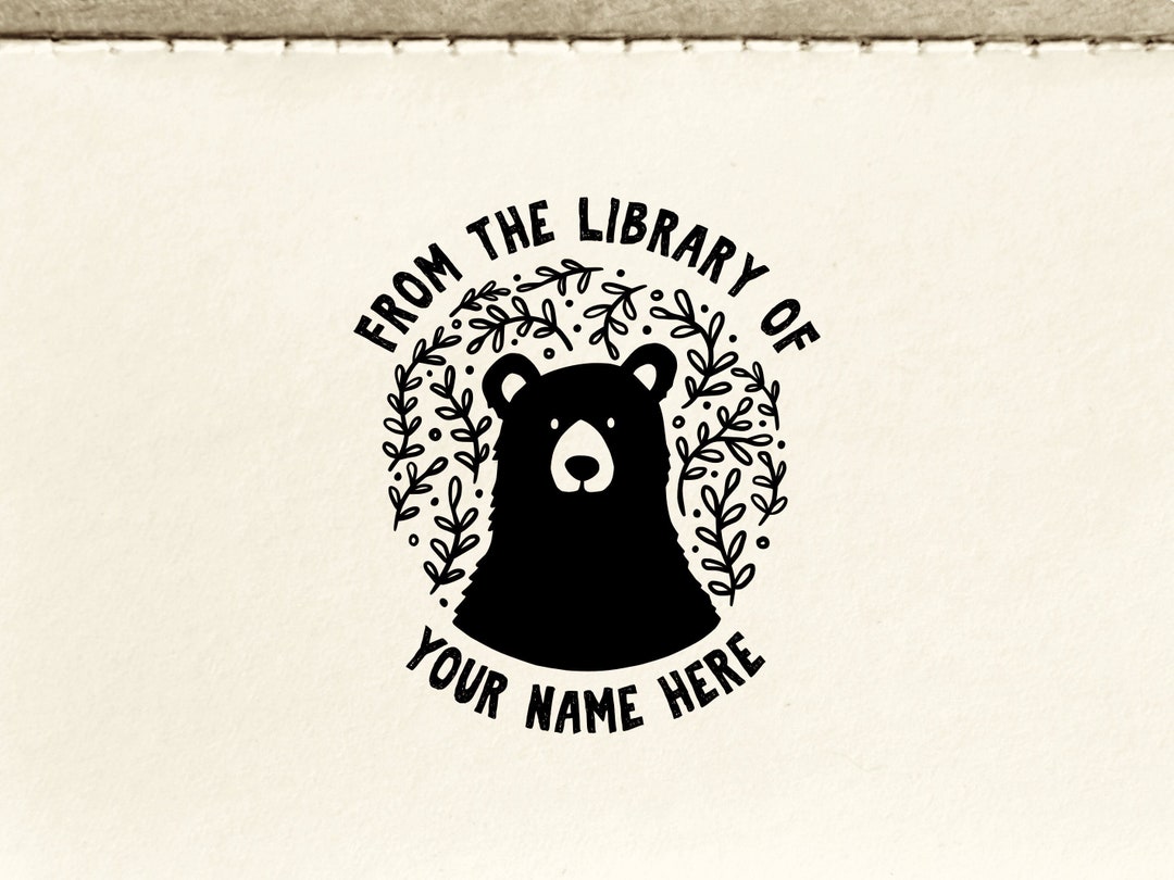 EX LIBRIS | Custom Book Stamp | Ex Libris Stamp Bear | Gift for Book ...