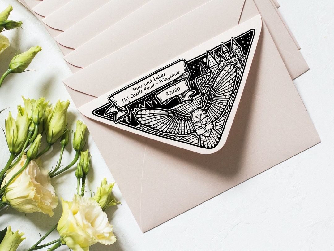 Custom Address Stamp | Large Return Address Stamp Owl | Hogwarts ...