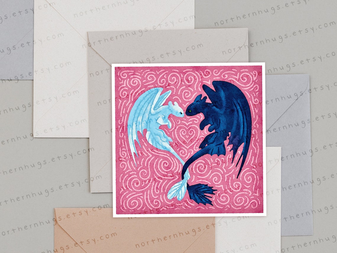 How to Train Your Dragon Mini Print Postcard Greeting Card Valentines ...