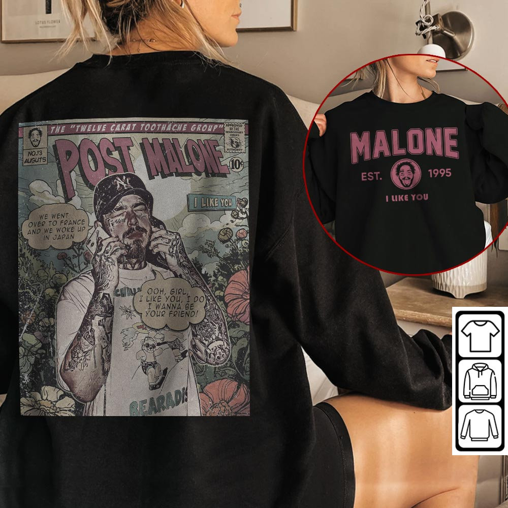 Post Malone Comic Double Sided Shirt, 90S Vintage Merch Book Art Twelve ...