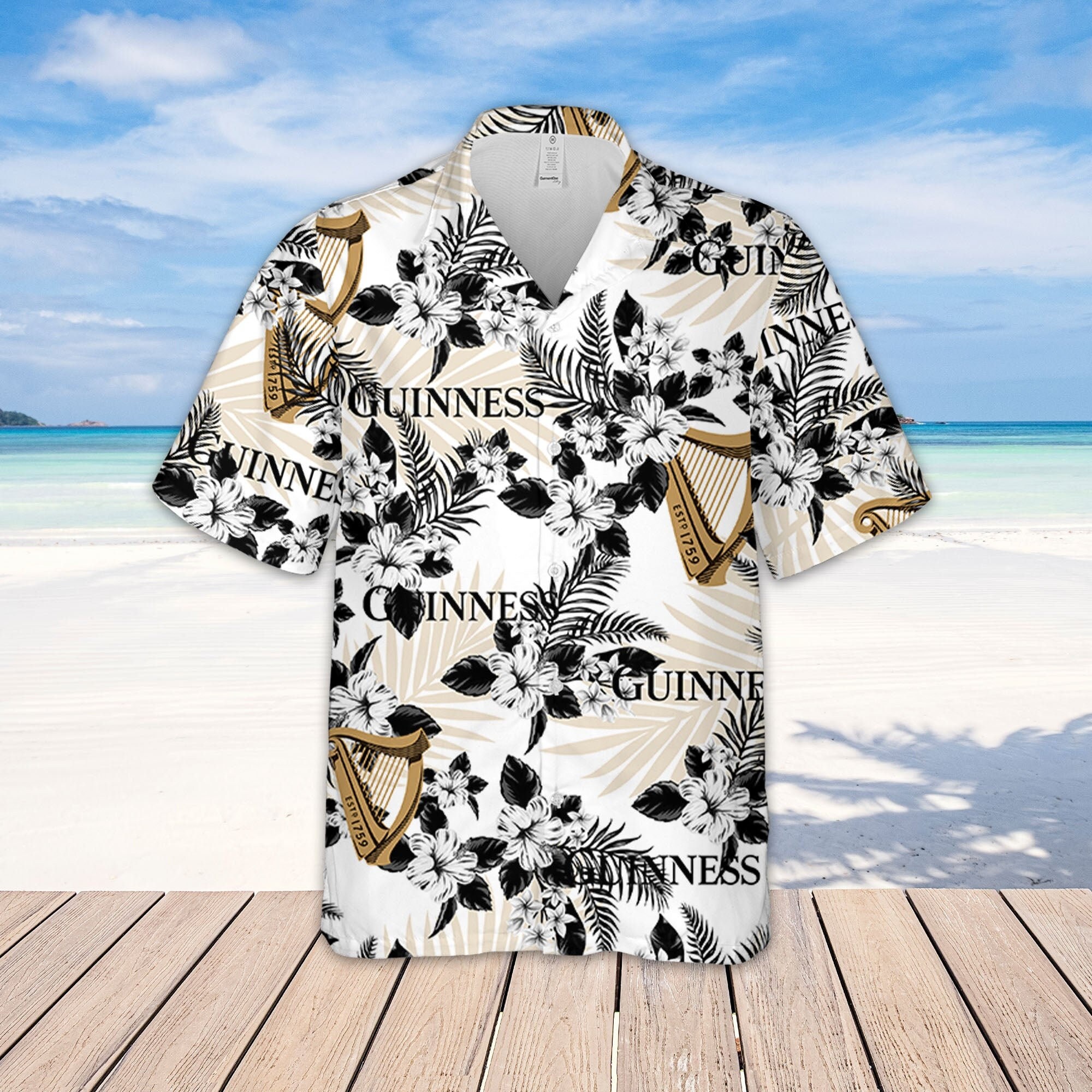 Guinness Hawaiian Flowers Pattern Shirt, Hawaiian beer lover Shirt ...