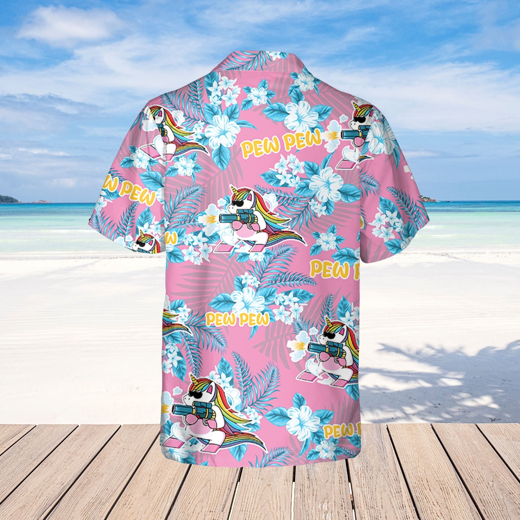 Unicon Pew Pew Hawaiian Flowers Pattern Hawaiian Shirt sold by G Deep ...