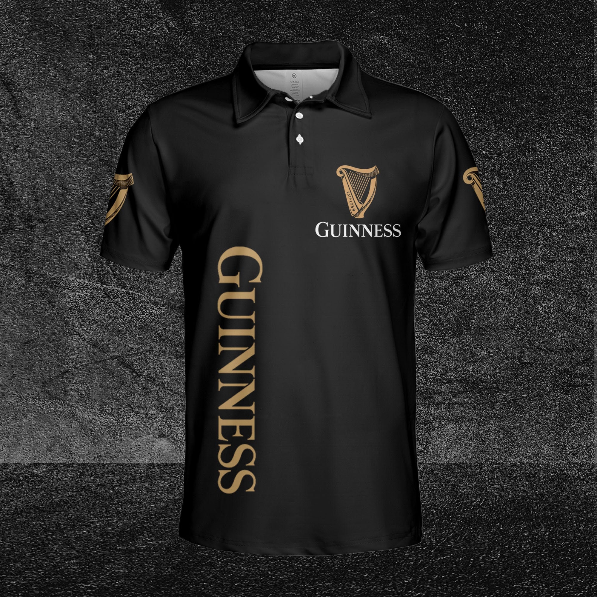 Guinness Black Unisex Polo Shirt 3D sold by Tinglan Jiang | SKU 3163038 ...