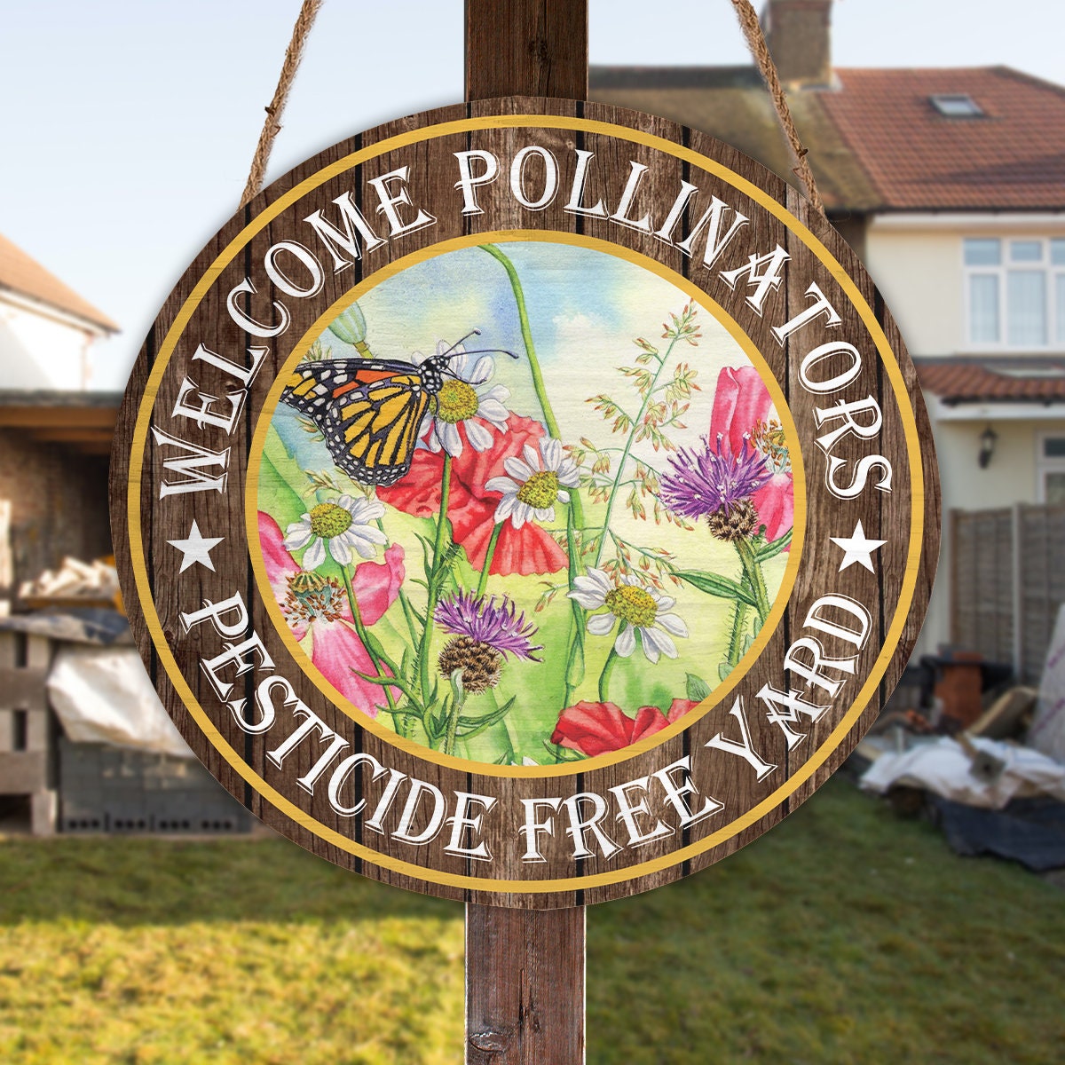 Welcome Pollinators Garden Sign She Shed Wood Sign Cottage Farmhouse ...