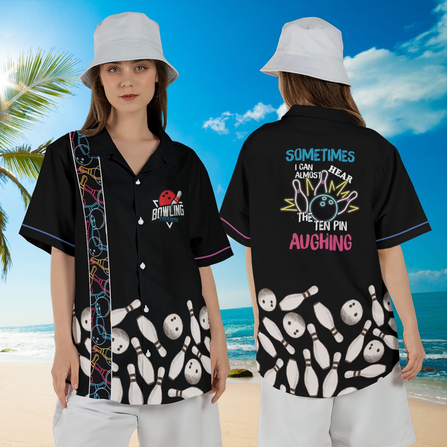 Personalized Ten Pin Aughing Bowling Hawaiian Shirt Bowling Shirt for ...