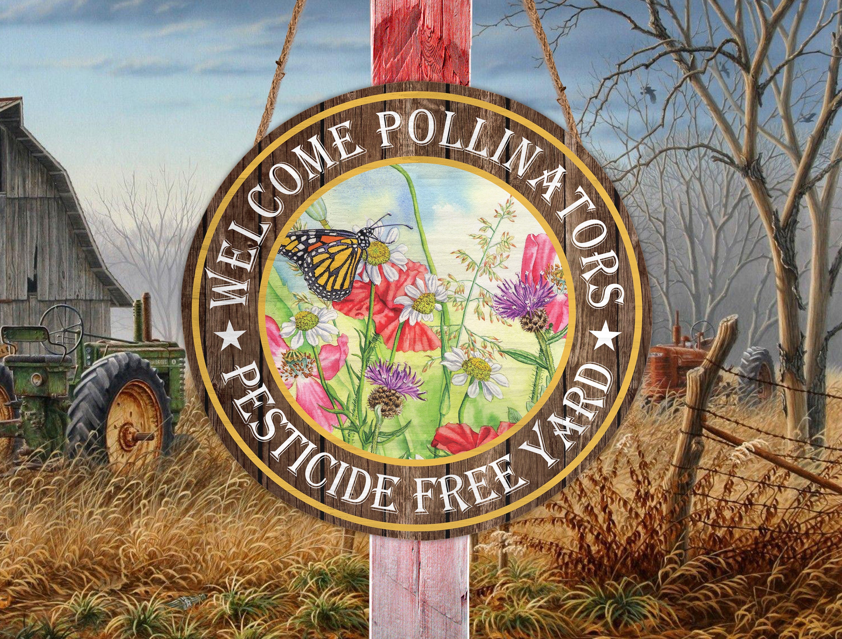 Welcome Pollinators Garden Sign She Shed Wood Sign Cottage Farmhouse ...
