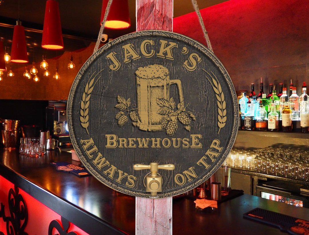Brewhouse Wood Sign, Custom Bar Decor, Wine Bar Sign, Pub Sign, Home ...