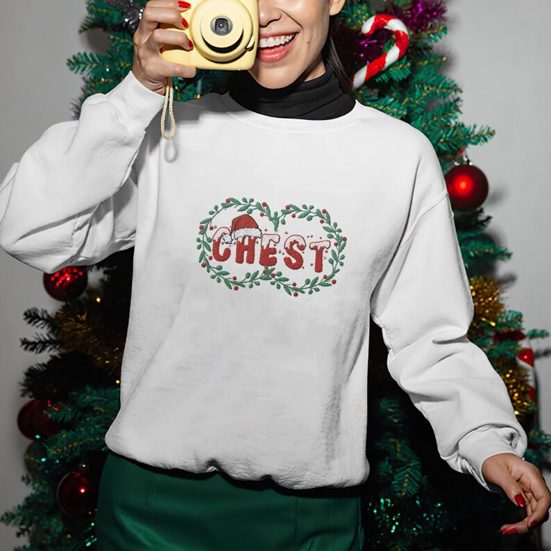 Chest Nuts Matching Couple Embroidered Sweatshirt, Merry Christmas ...
