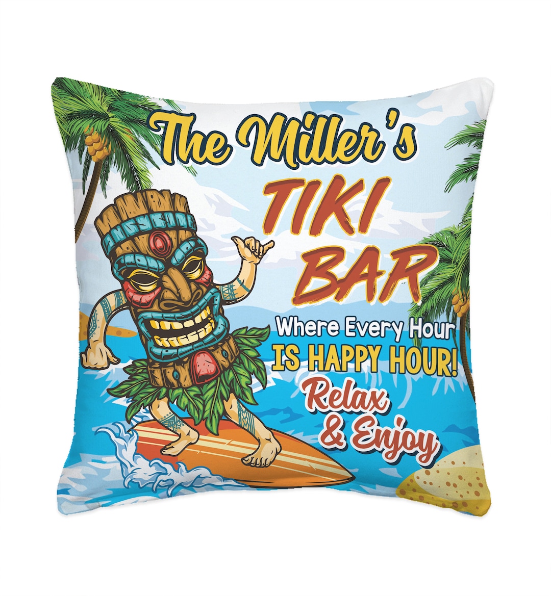 Personalized Tiki Bar Relax & Enjoy Pillowcases Tiki Lounge Tiki Bar ...