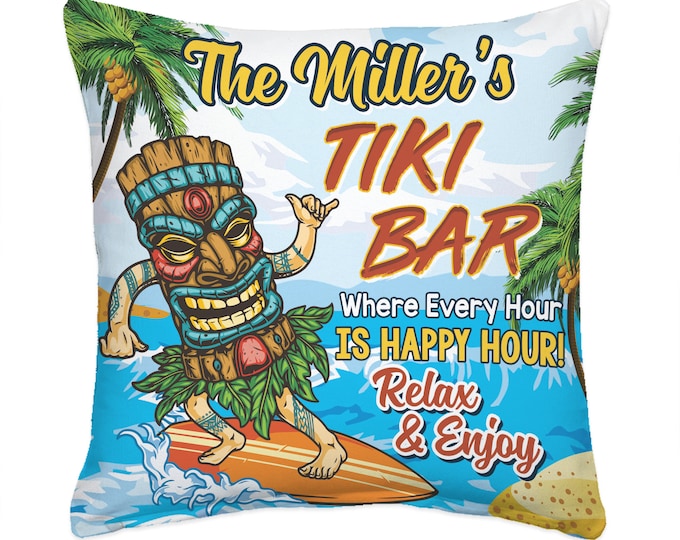 Personalized Tiki Bar Relax & Enjoy Pillowcases Tiki Lounge Tiki Bar ...