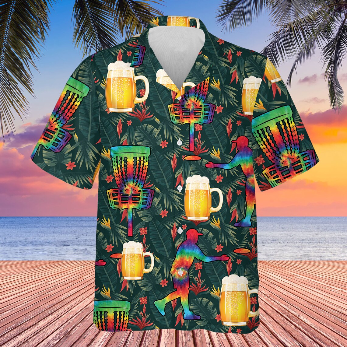Personalized Beer and Disc Golf Hawaiian Shirt Drink Beer Disc Golf ...