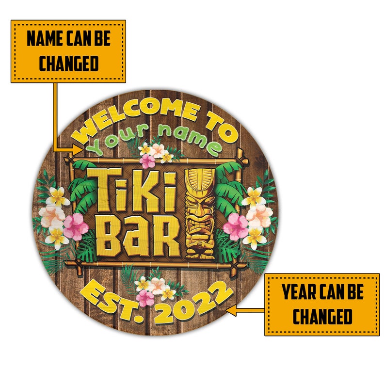 Personalized Tiki Bar Round Wood Sign Tiki Bar, Tiki Hut Tiki Lounge ...