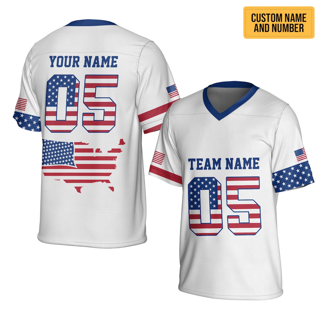 Personalized USA Flag Football Jersey Patriotic Football Team Shirt ...