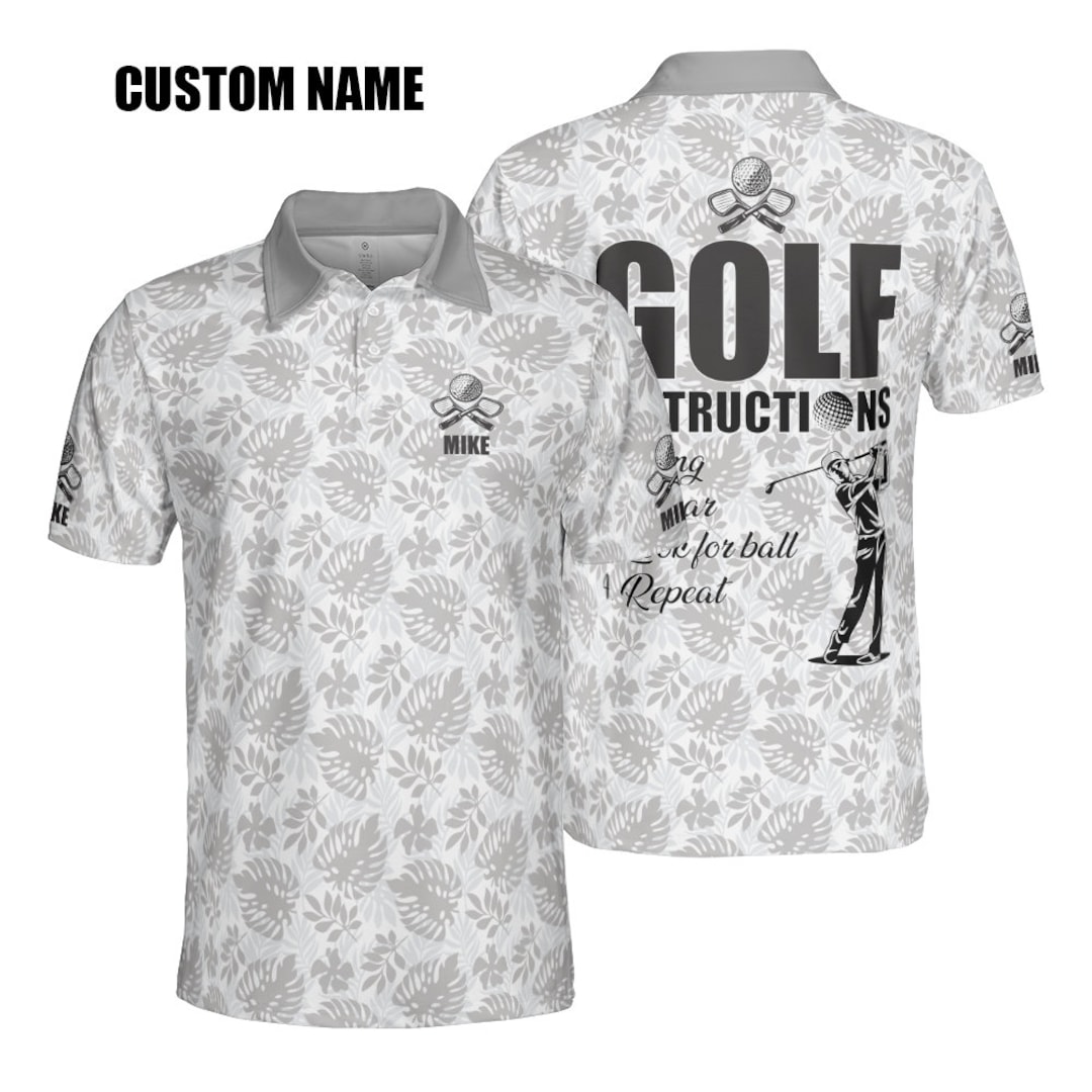 Personalized Golf Instruction Polo Shirt All Over Print Tropical Golf ...