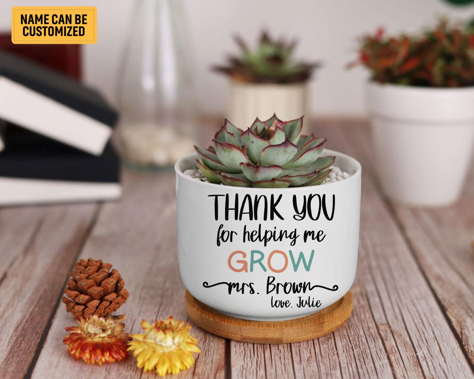 Personalized Teacher Thank You Plant Pot Teacher Gift Thank You Teacher ...