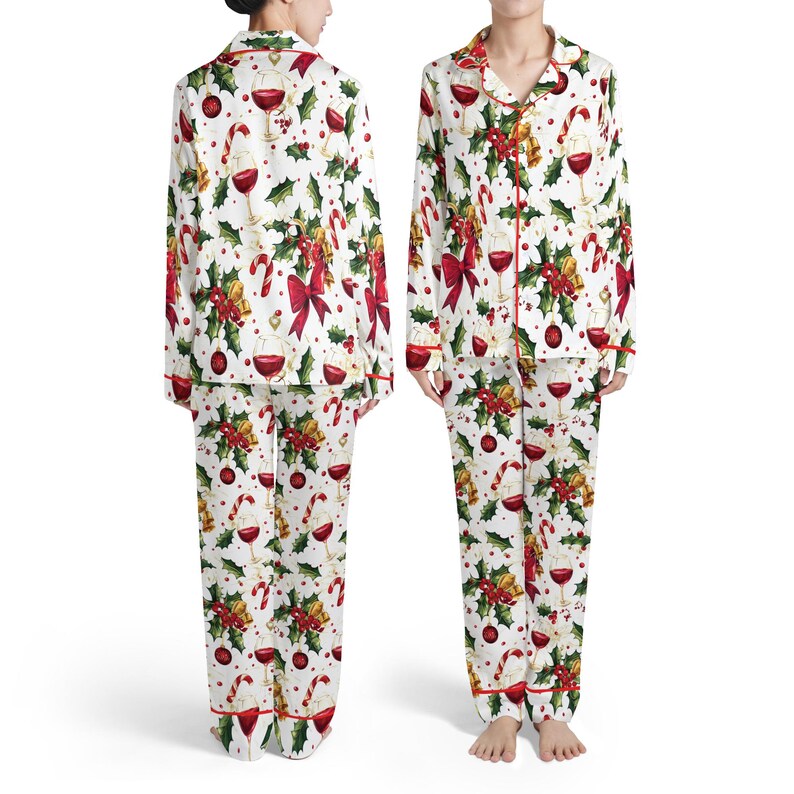 Wine Class Christmas Pajamas, Cocktail Pjs, Women’s Holiday Pjs Set ...