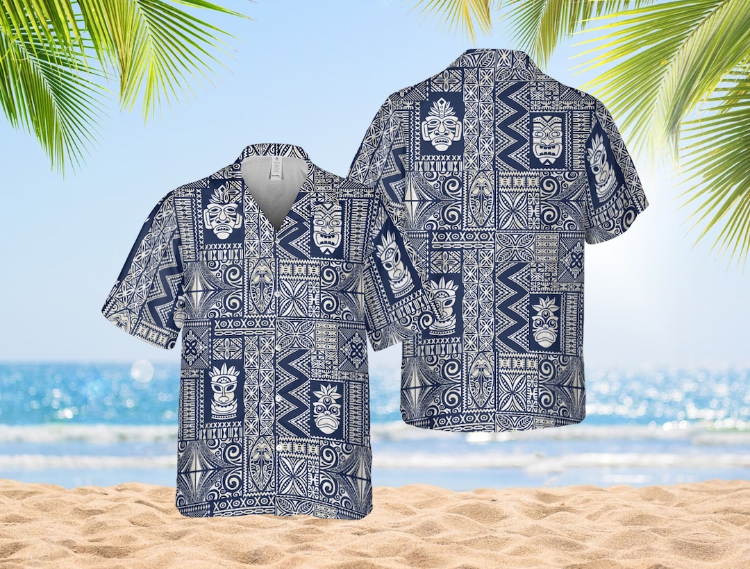 Tiki Tropical Polynesian, Maori Pattern Hawaiian Shirt, Summmer ...