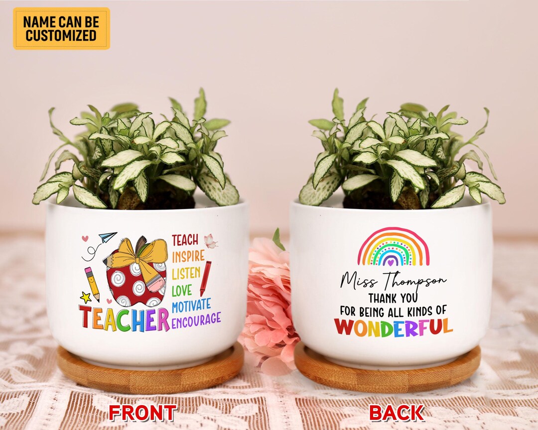 Personalized Teacher Teach Inspire Plant Pot Teacher Gift Thank You ...