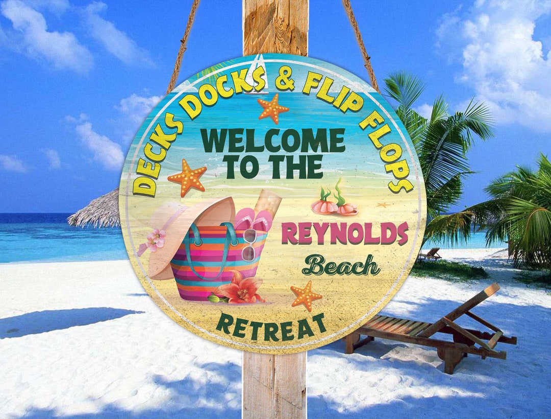 Decks Dock & Flip Flops Wooden Sign, Pool House Sign, Beach House Decor ...