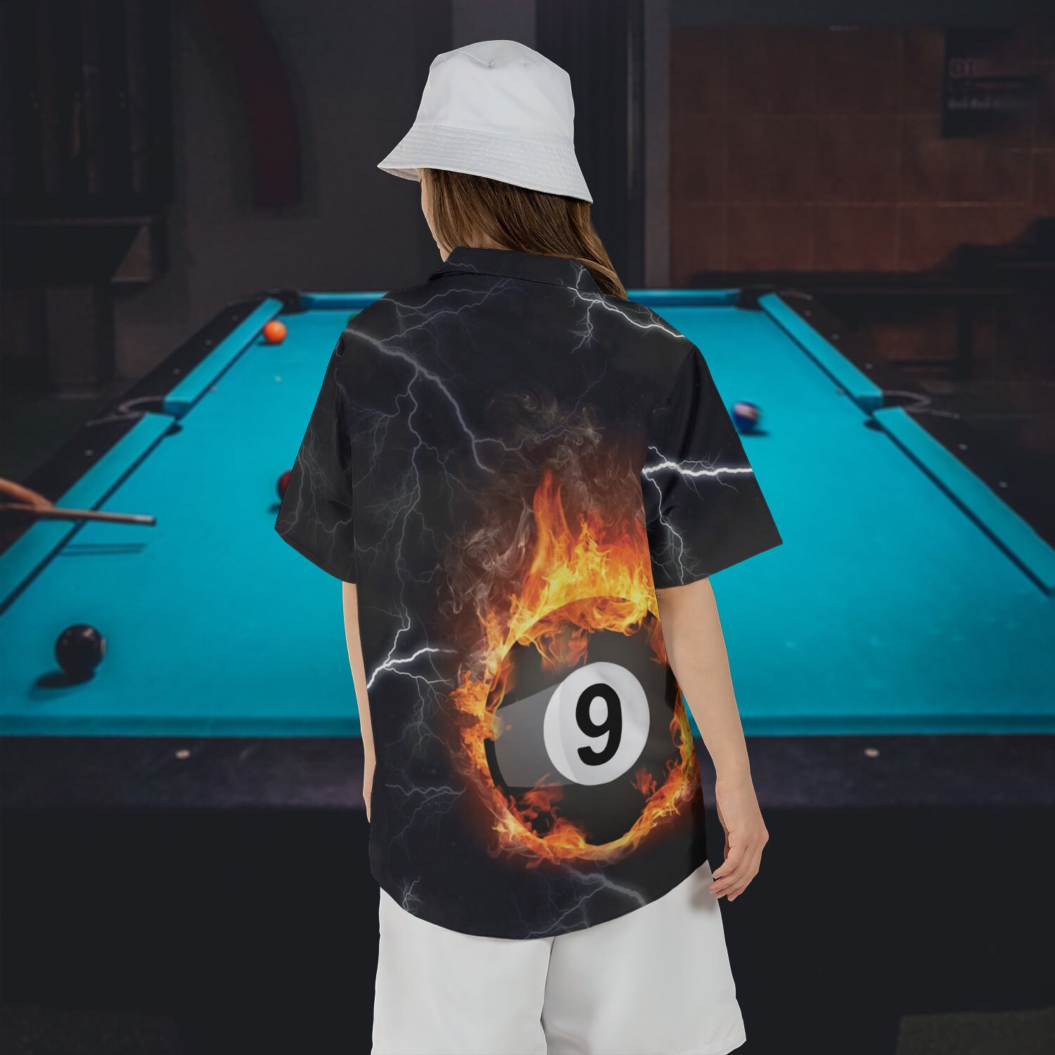 Billiard 9 Ball Fire Flame Hawaiian Shirt, Personalized Hawaii Shirt ...