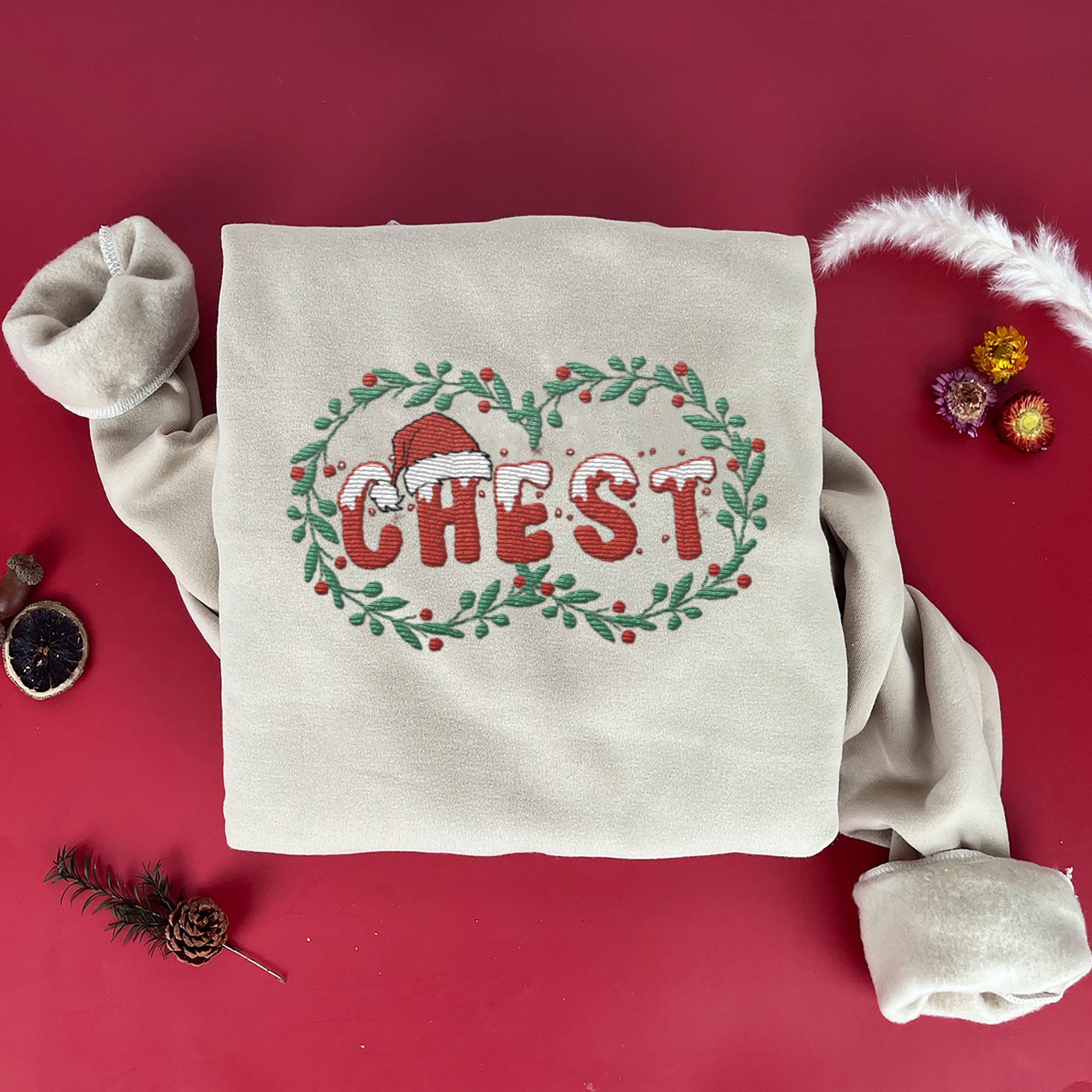 Chest Nuts Matching Couple Embroidered Sweatshirt, Merry Christmas ...