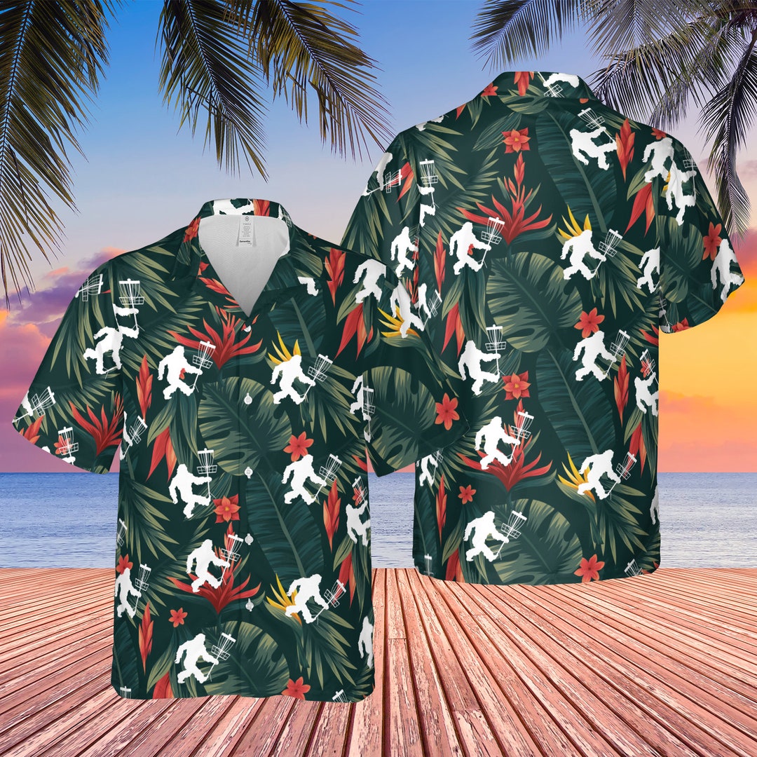 Tropical Big Foot Disc Golf Hawaiian Shirt Disc Golf Shirt Flying Disc ...