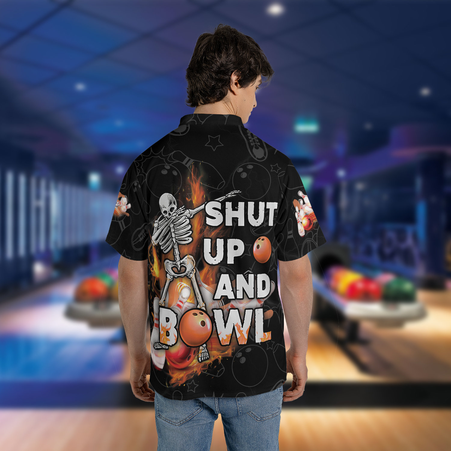 Personalized Shut up Bowling Jersey, Bowling Pins Shirt for Men, Zip ...