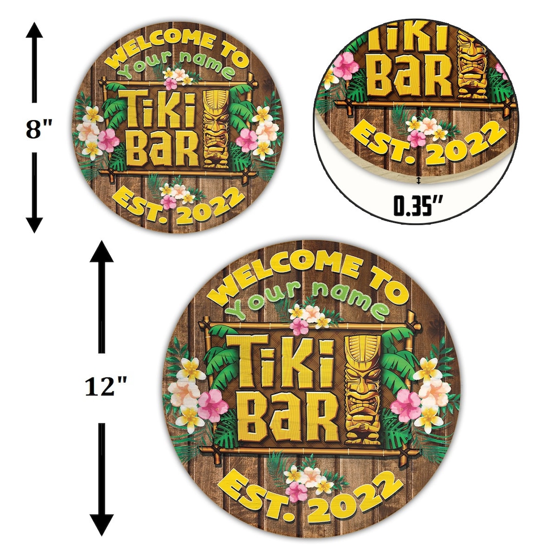 Personalized Tiki Bar Round Wood Sign Tiki Bar, Tiki Hut Tiki Lounge ...