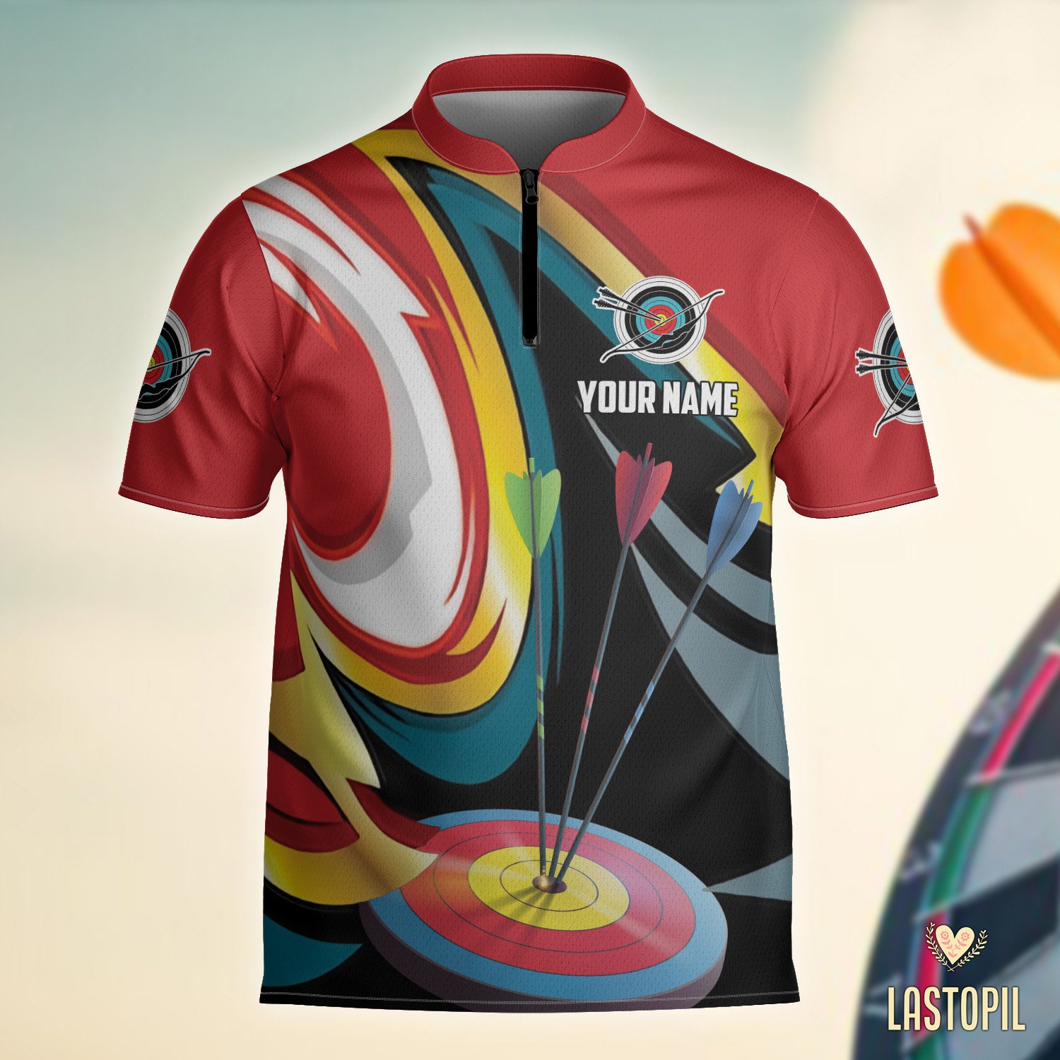Personalized Colorful Archery Bowling Jersey, Bowhunting Zip Shirt ...