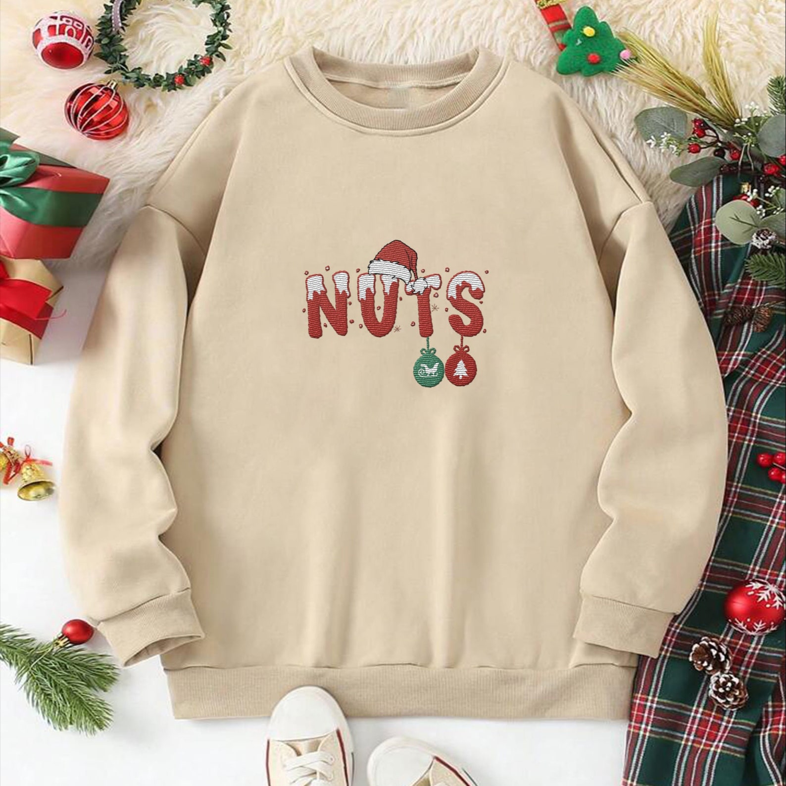 Chest Nuts Matching Couple Embroidered Sweatshirt, Merry Christmas ...
