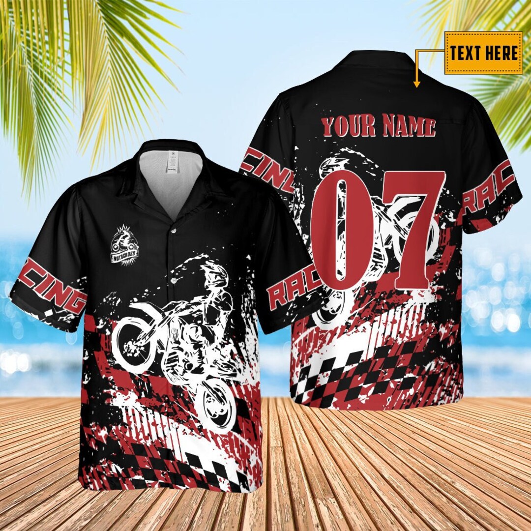 Personalized Motocross Off-road Hawaiian Shirt, Dirt Bike Racing Shirt ...