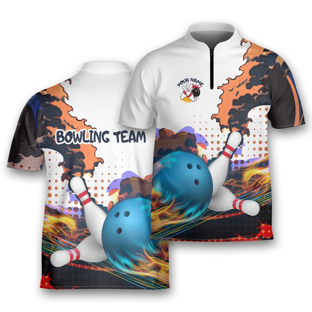 Personalized Bowling and Breaking Pins Bowling Jersey Bowling Pins Zip ...