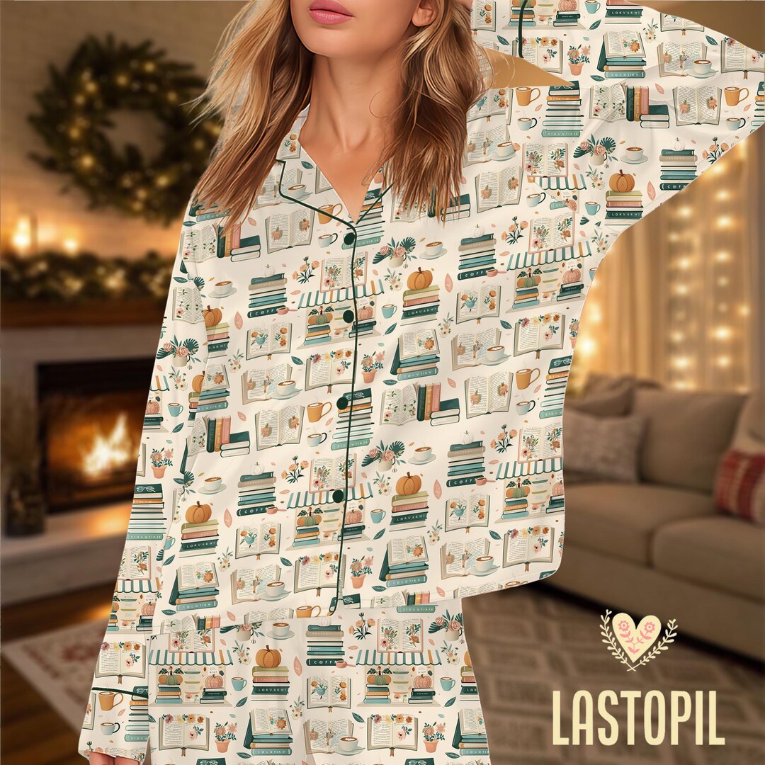 Cozy Bookworms Pajamas, Reading Pjs for Women Booktrovert Satin Pjs Set ...