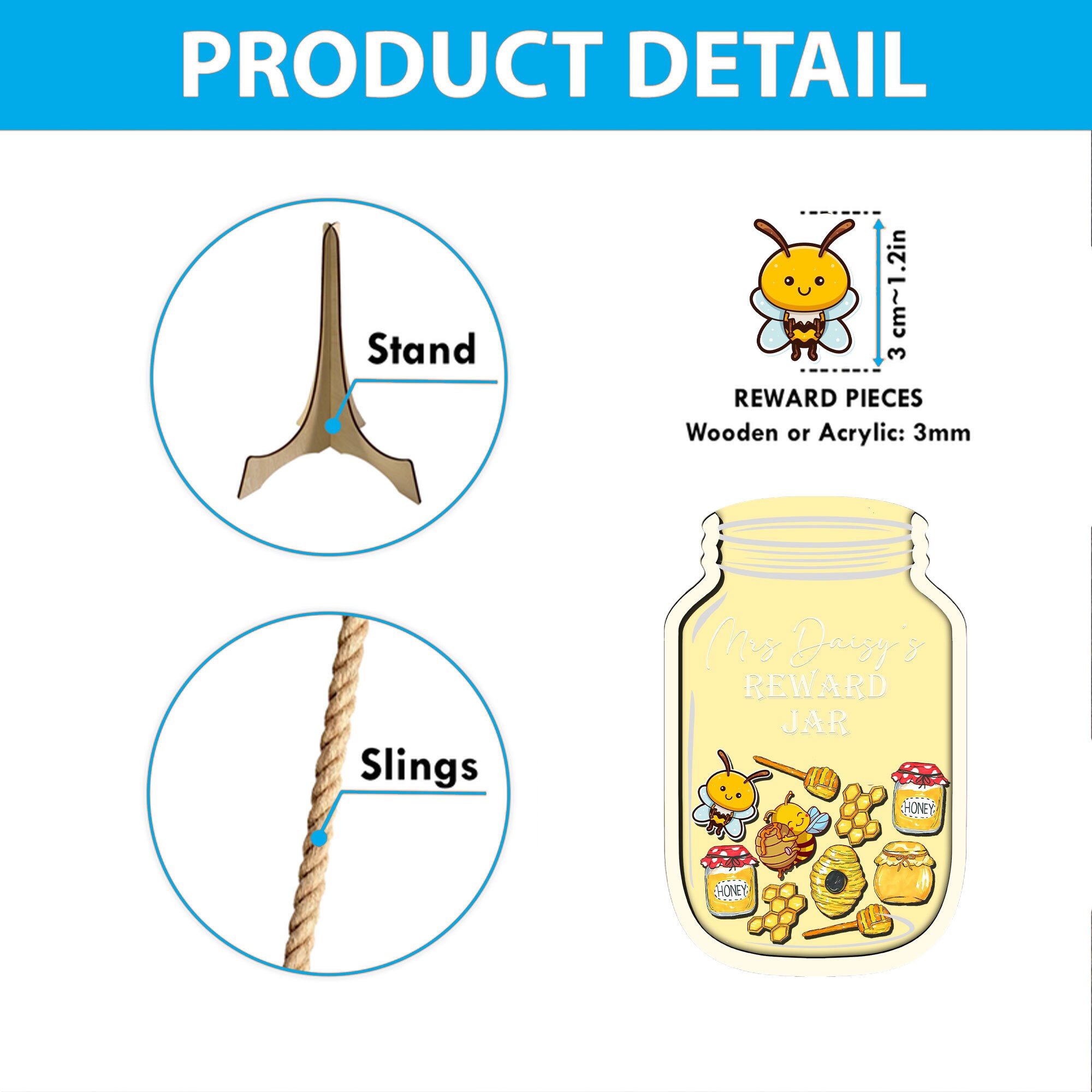 Fresh Honey Reward Jar With Bee Charm, Bee Family Reward Jar ...