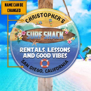 Surf Shack Wooden Sign California Surfing House Sign Beach House Decor ...