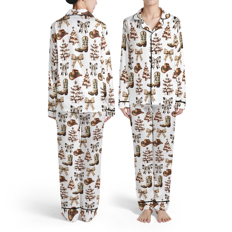 Western Christmas Pajamas, Cowgirl Pjs, Women’s Holiday Pjs Set, Rodeo ...