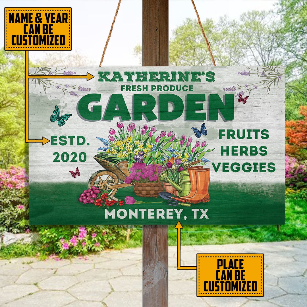 Personalized Fresh Garden Wooden Sign Flower Garden Sign Gift for ...