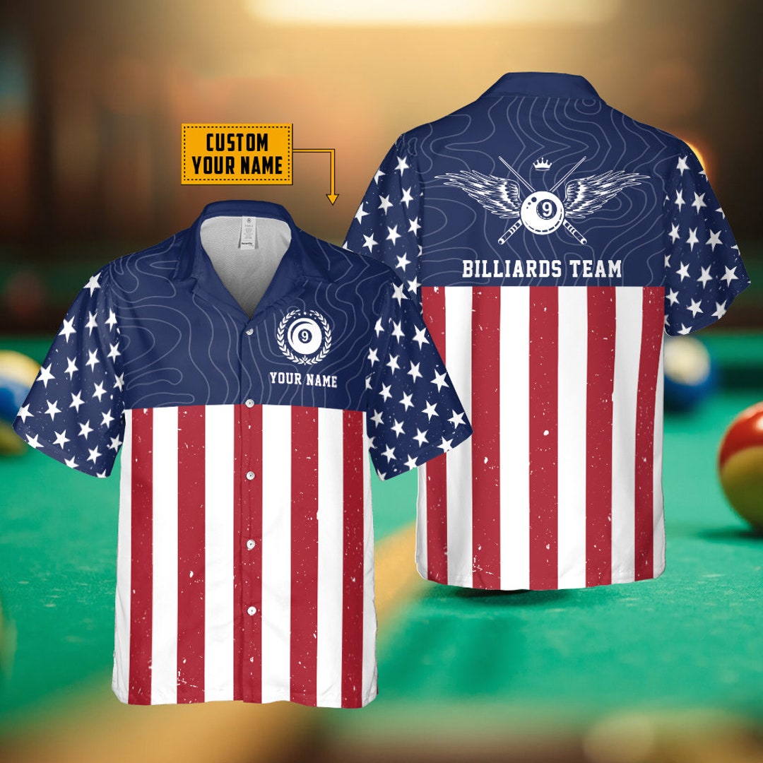 Billiard American Flag Hawaiian Shirt, Personalized Hawaii Shirt ...