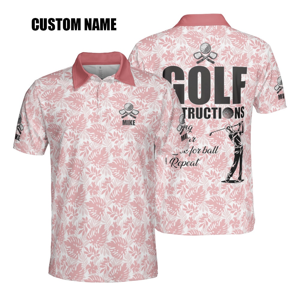 Personalized Golf Instruction Polo Shirt All Over Print Tropical Golf ...