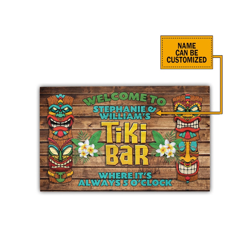 Personalized Tiki Bar Wooden Sign, Summer Tiki Wood Rectangle Sign ...