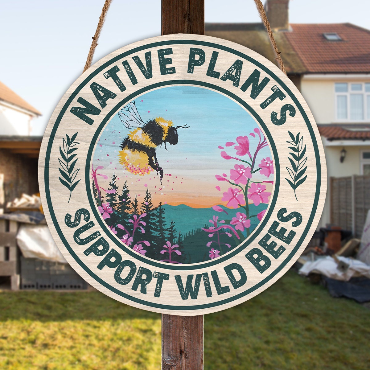 Native Plants Wood Sign Welcome Support Wild Bees Sign She - Etsy