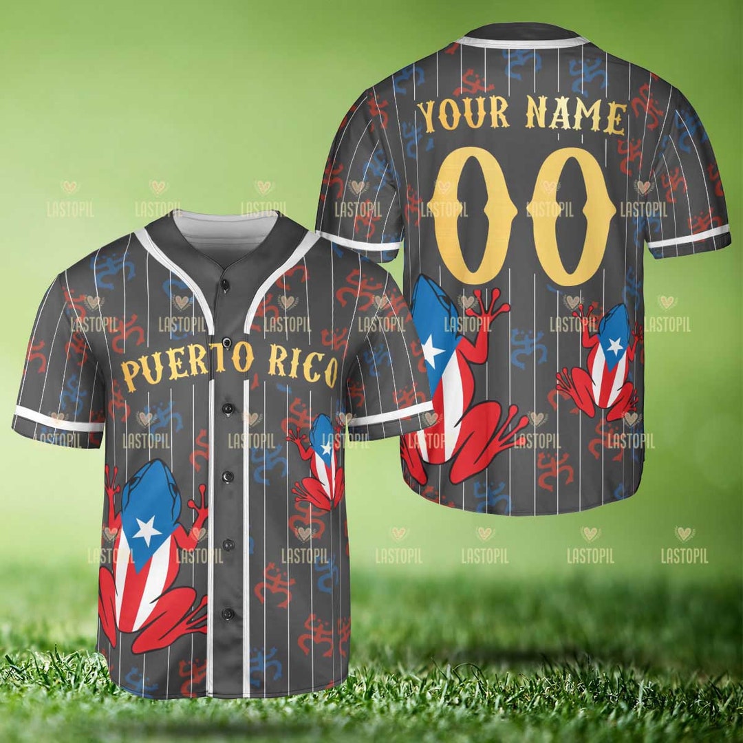 Personalized Puerto Rico Frog Baseball Jersey Baseball Team Shirt ...
