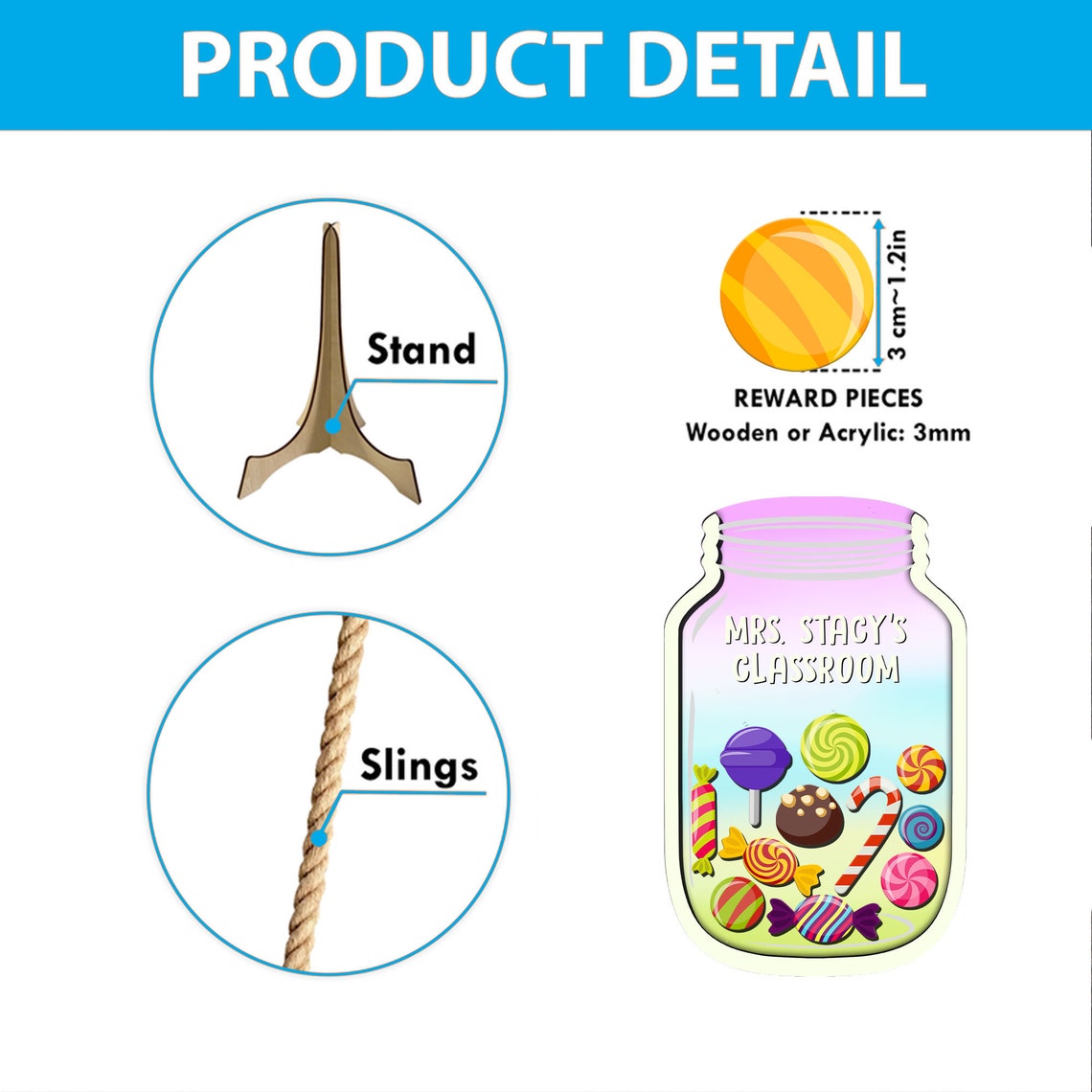 Candy Reward Jar With Charm, Tokens Sweet Candy Jar Chore Chart ...