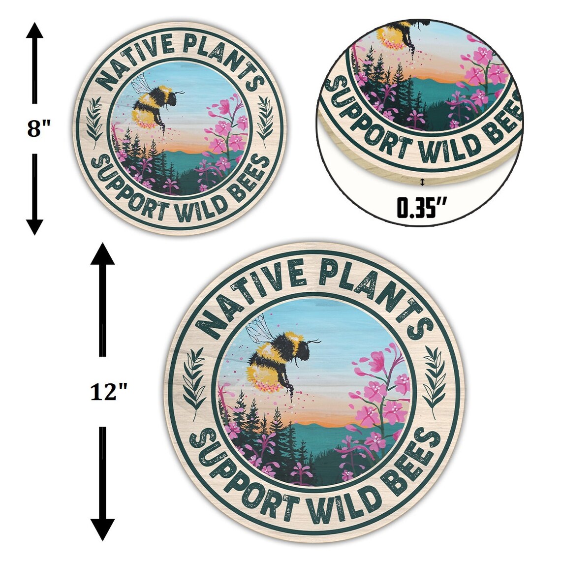 Native Plants Wood Sign Welcome Support Wild Bees Sign She Shed Decor ...