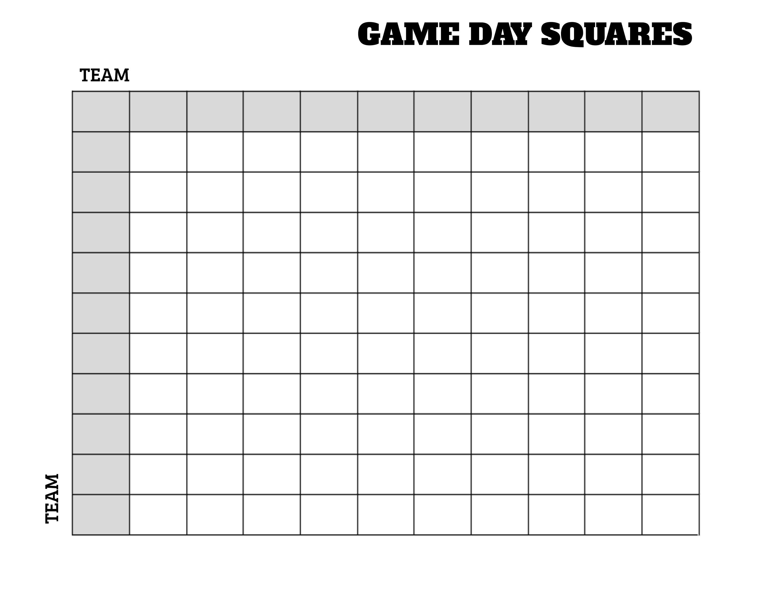 Game Day Squares | Printable Digital Download - Etsy