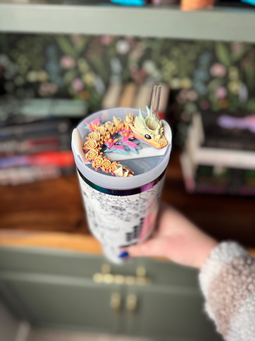 Baby Dragon Straw Topper | Rose Dragon | 3d Printed Dragon | Stanley ...