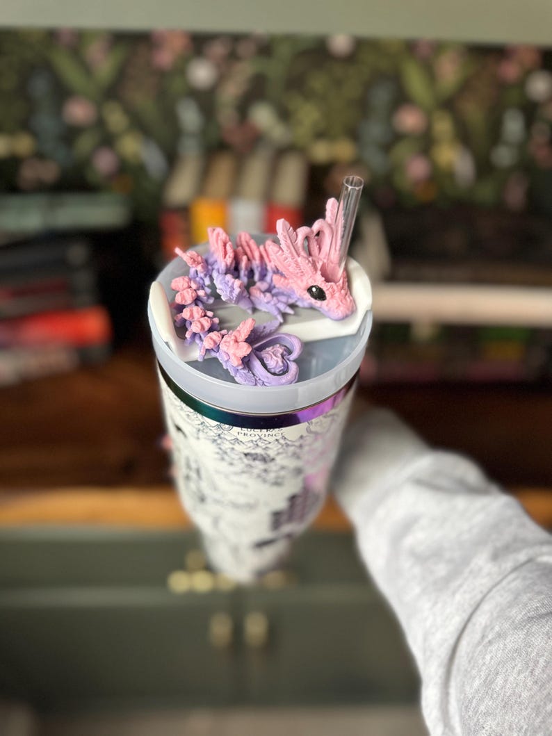 Baby Dragon Stanley Straw Topper | Heart Dragon | 3d Printed Dragon ...