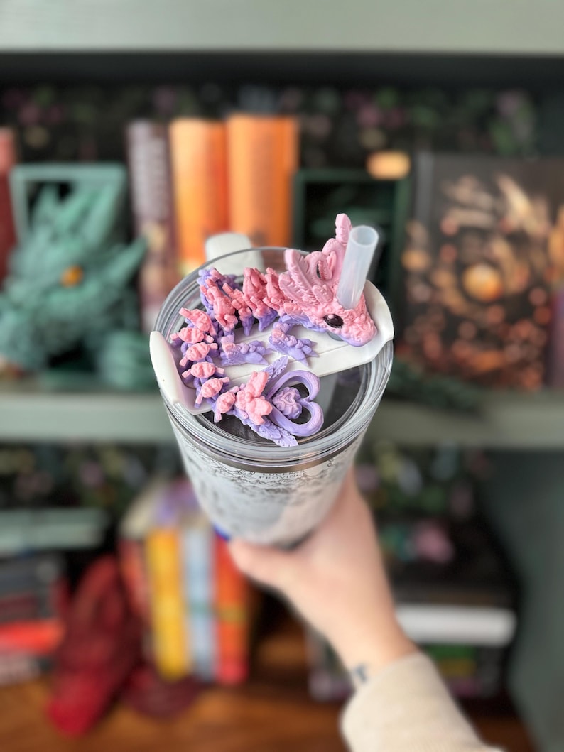 Baby Dragon Stanley Straw Topper | Heart Dragon | 3d Printed Dragon ...